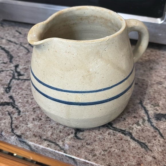 Kitchen | Vintage Blue Stripe Stoneware Pottery Pitcher | Poshmark